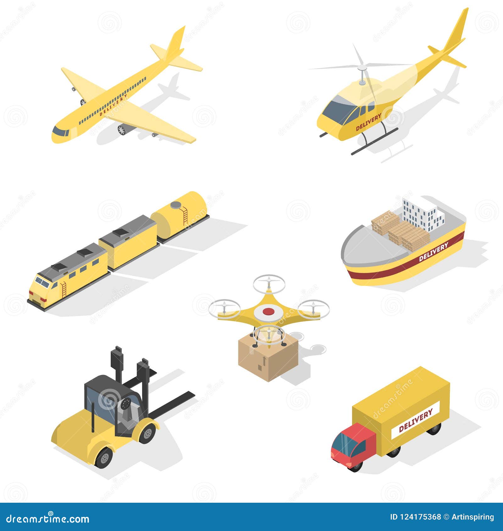 Different Types of Delivery Services Vector Set Stock Vector ...