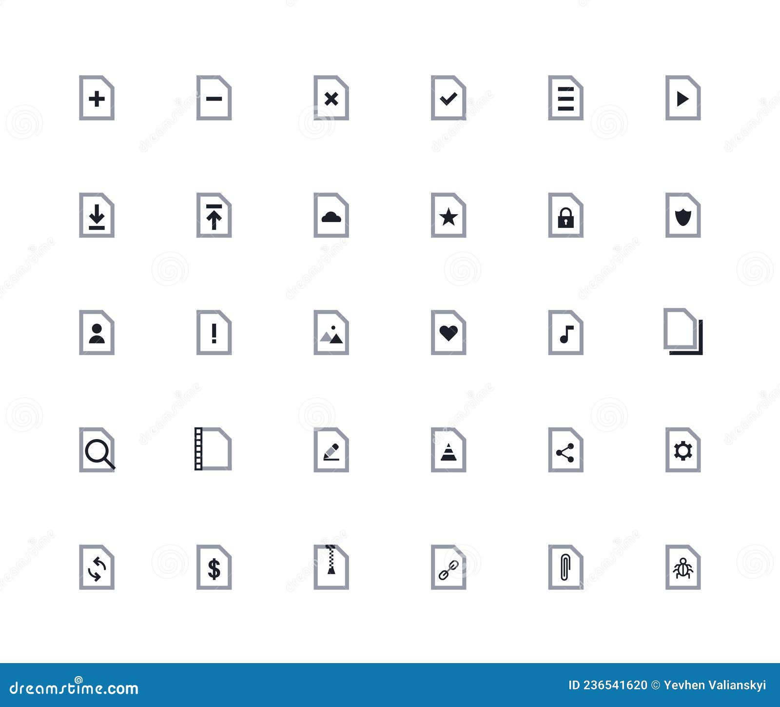 Different Types of Documents. Icons Set. Two-color Set Size 24x24 ...