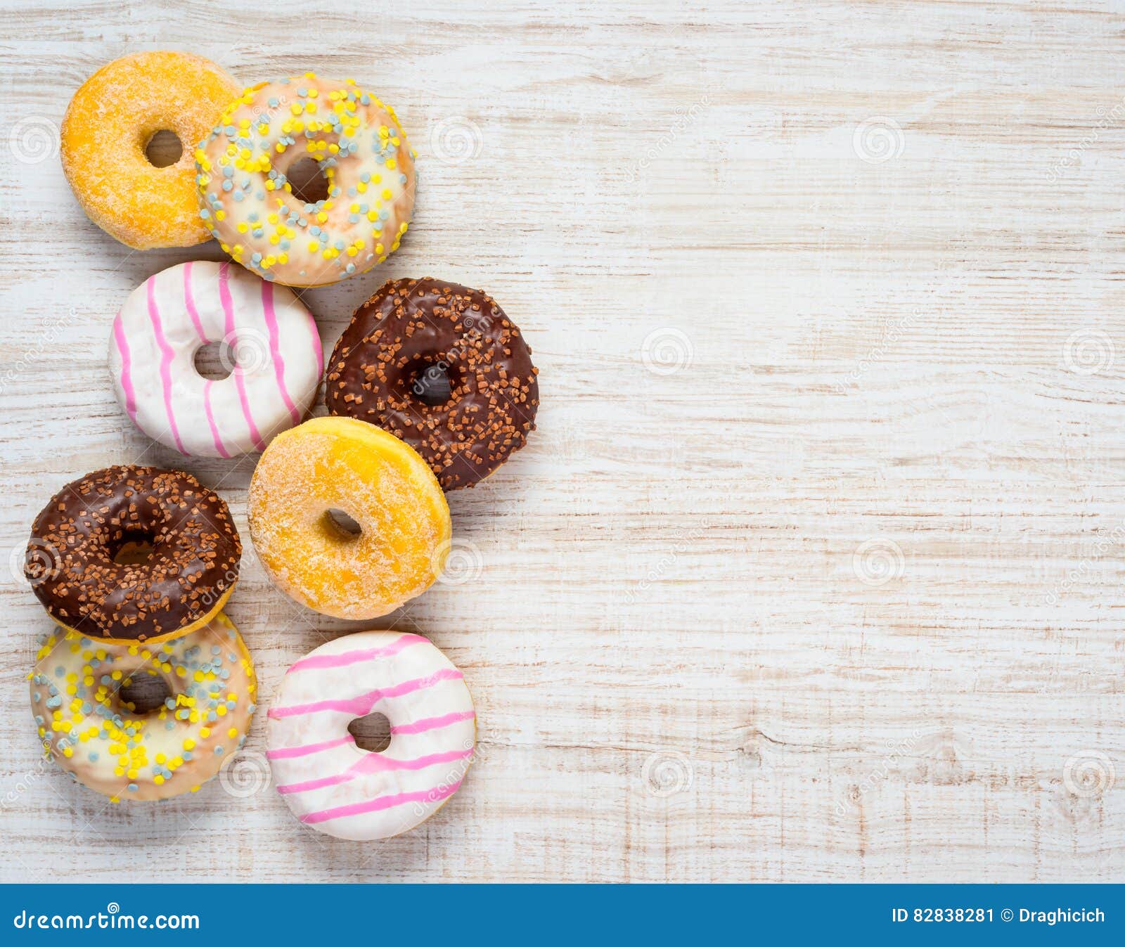 Different Types of Donuts on Copy Space Stock Image - Image of types ...