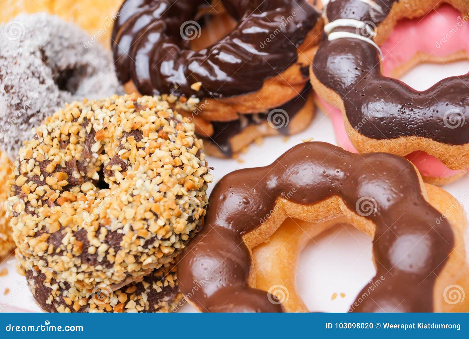 Different Types of Doughnuts Stock Photo - Image of pink, frosted ...