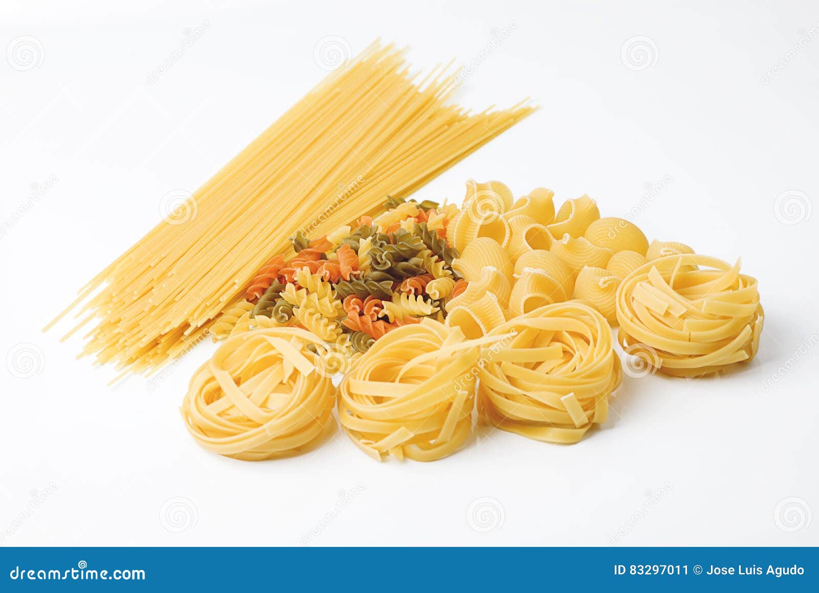 Different Types of Dried Pasta. Horizontal Studio Shot Stock Image ...