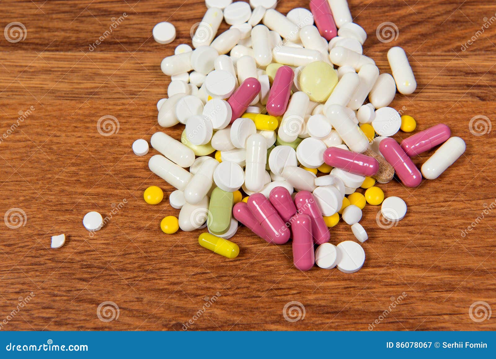 Different Types Of Drugs Are Scattered On The Table. Treatment Of ...