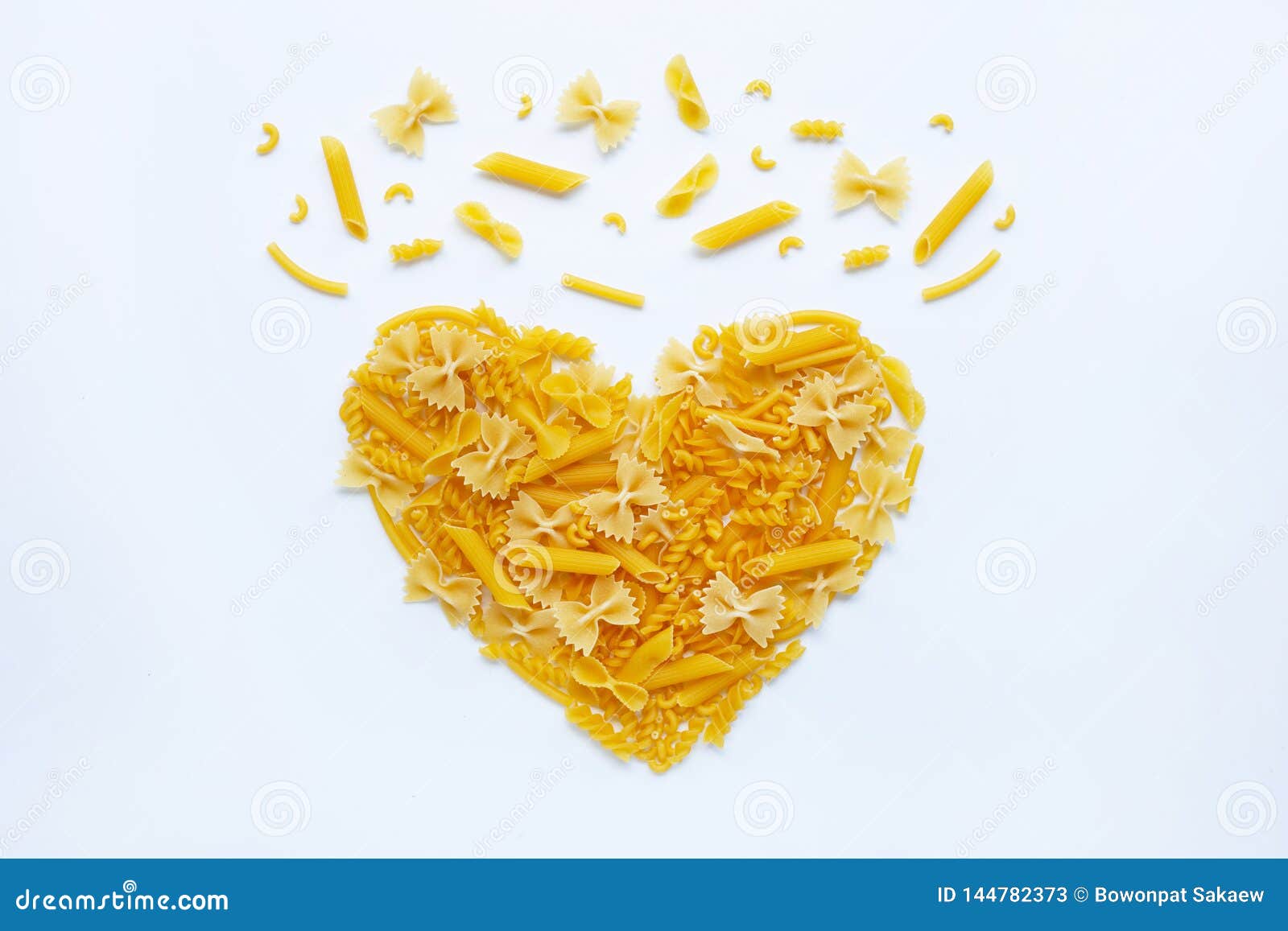 Different Types of Dry Pasta on White Stock Image - Image of brown ...