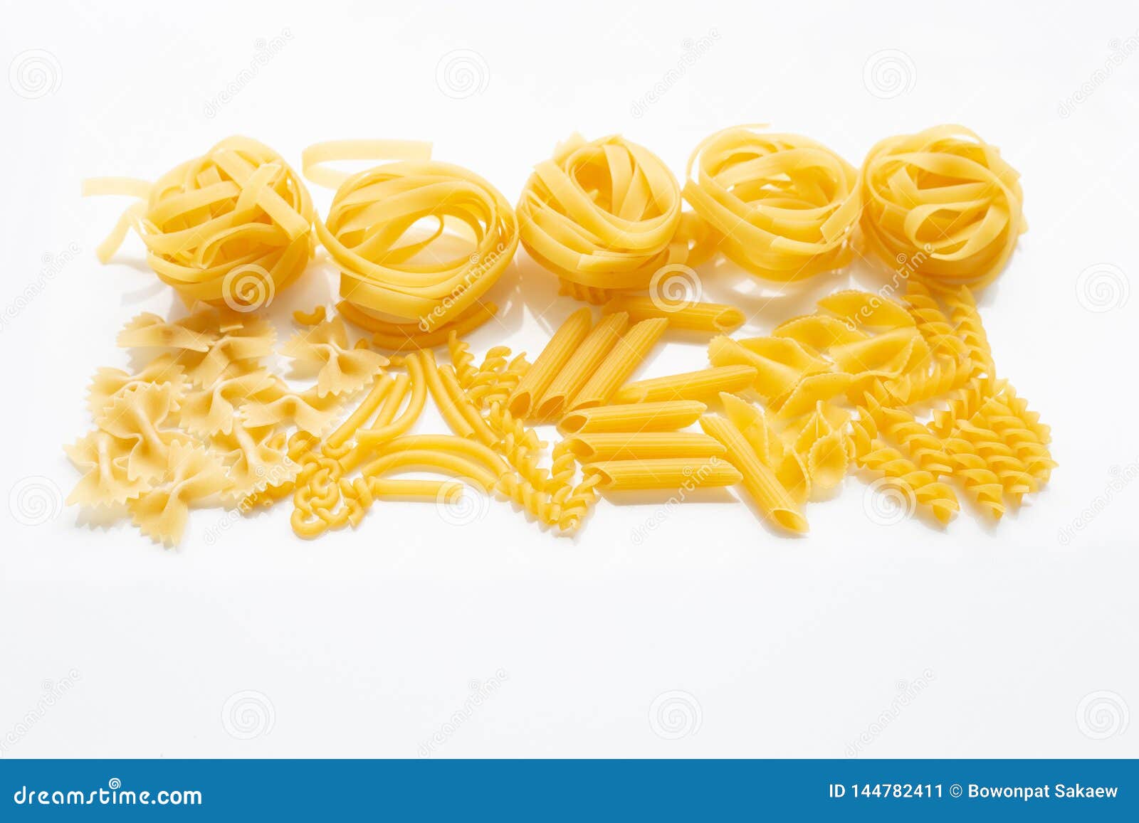 Different Types of Dry Pasta on White Stock Image - Image of spaghetti ...