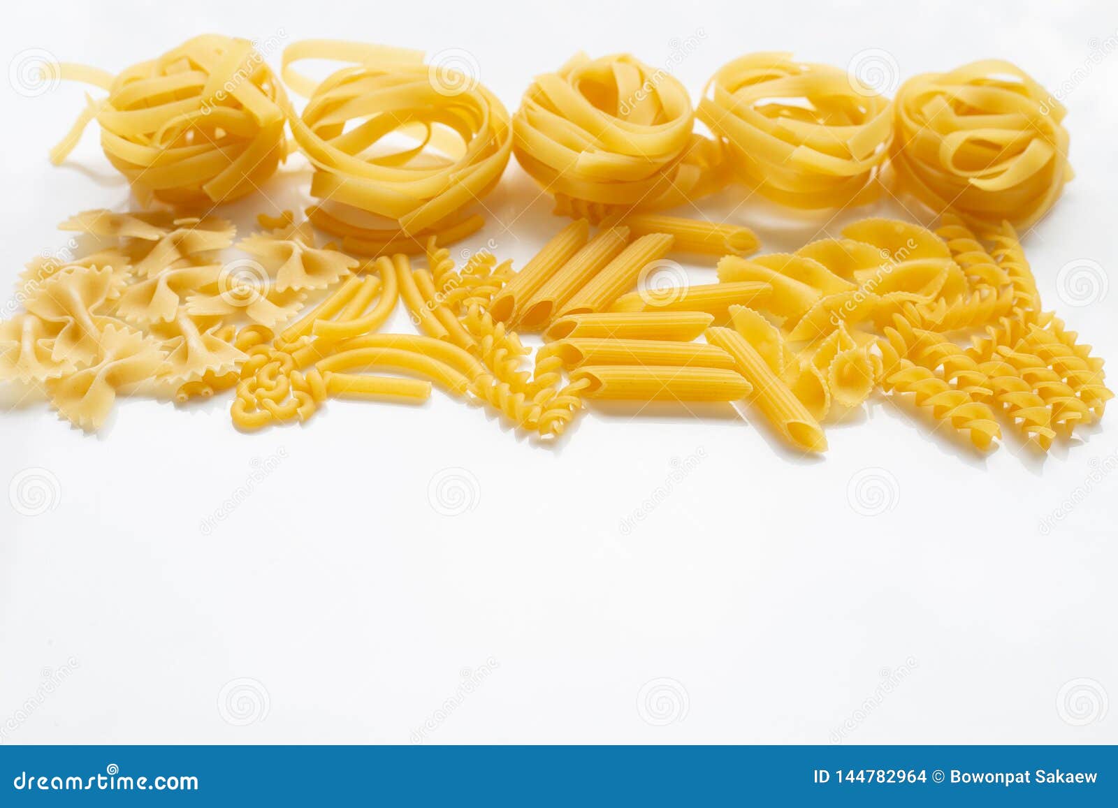 Different Types of Dry Pasta on White Stock Photo - Image of nutrition ...
