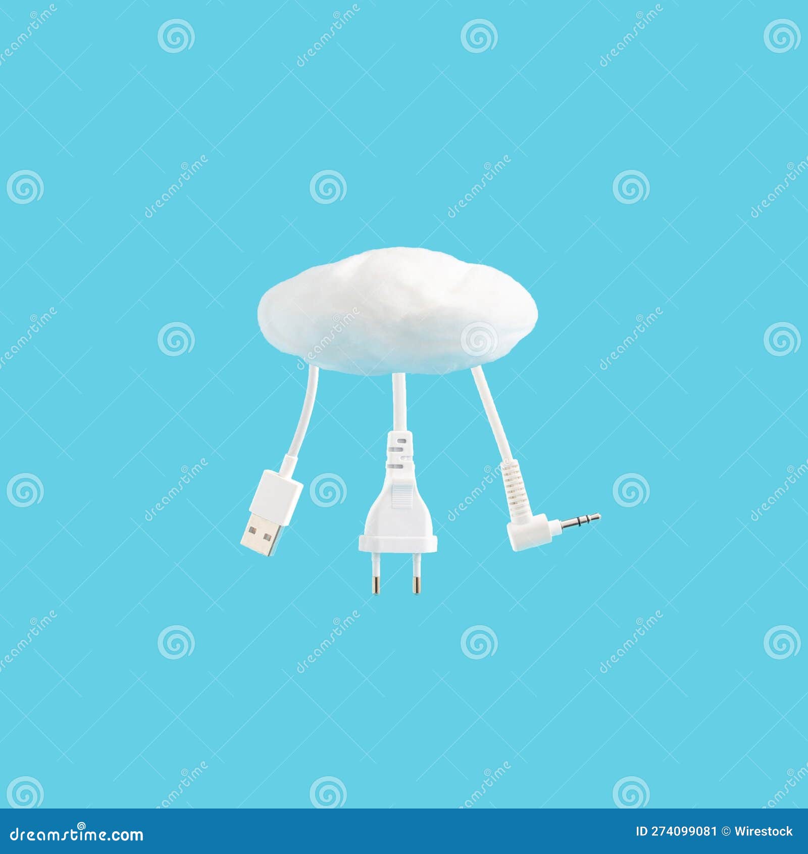 Different Types of Electrical Plugs Connected To Clouds, Concept of ...
