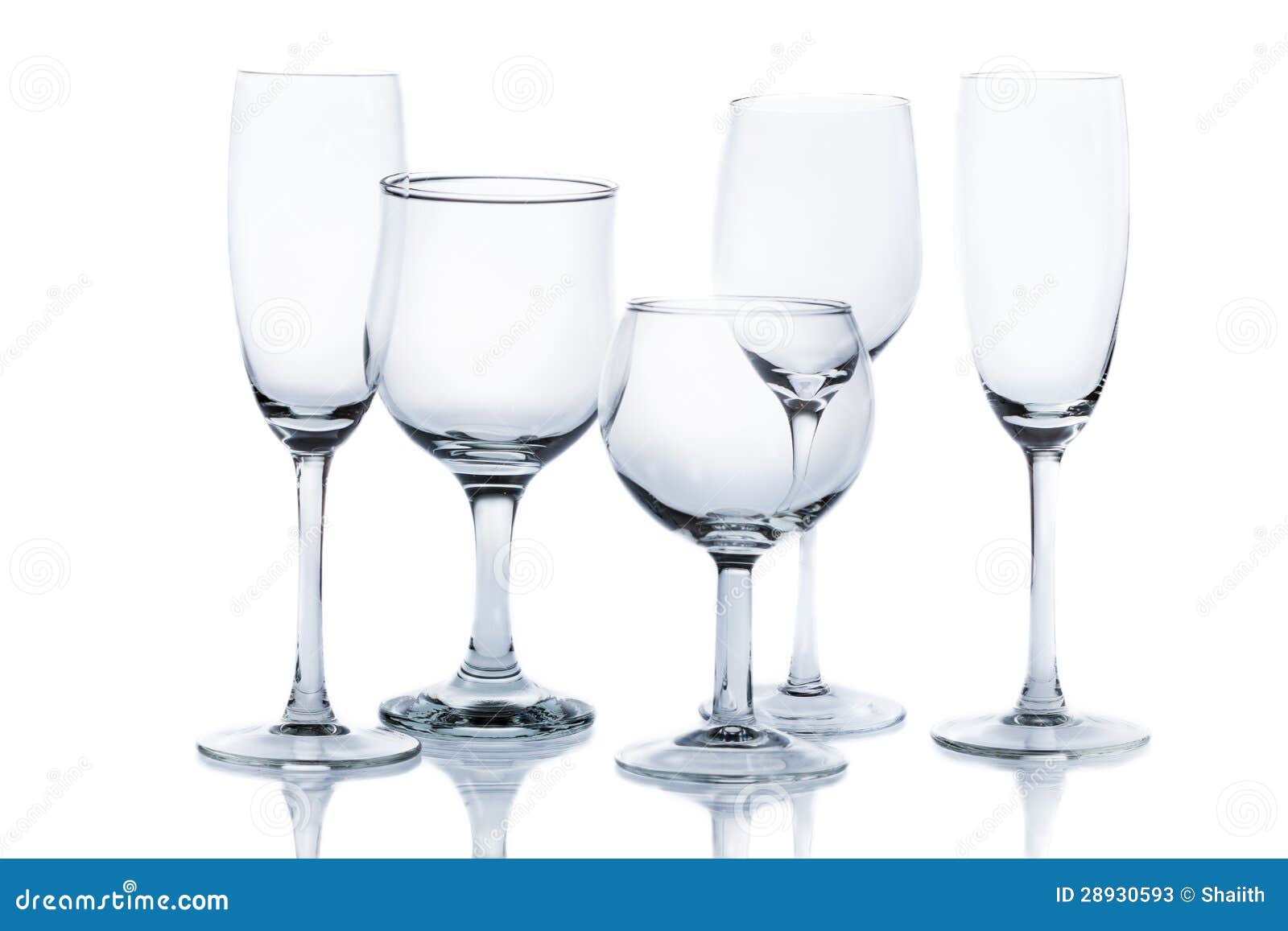 Different Types of Empty Glasses Stock Image - Image of purity ...