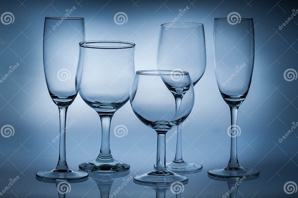 Different Types of Empty Glasses Stock Image - Image of crystal ...