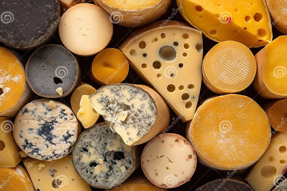 Different Types of Exotic Cheese. Conceptual Illustration, Background ...