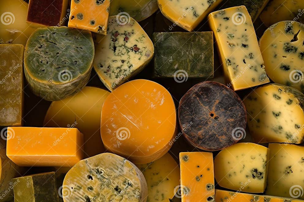 Different Types of Exotic Cheese. Conceptual Illustration, Background ...