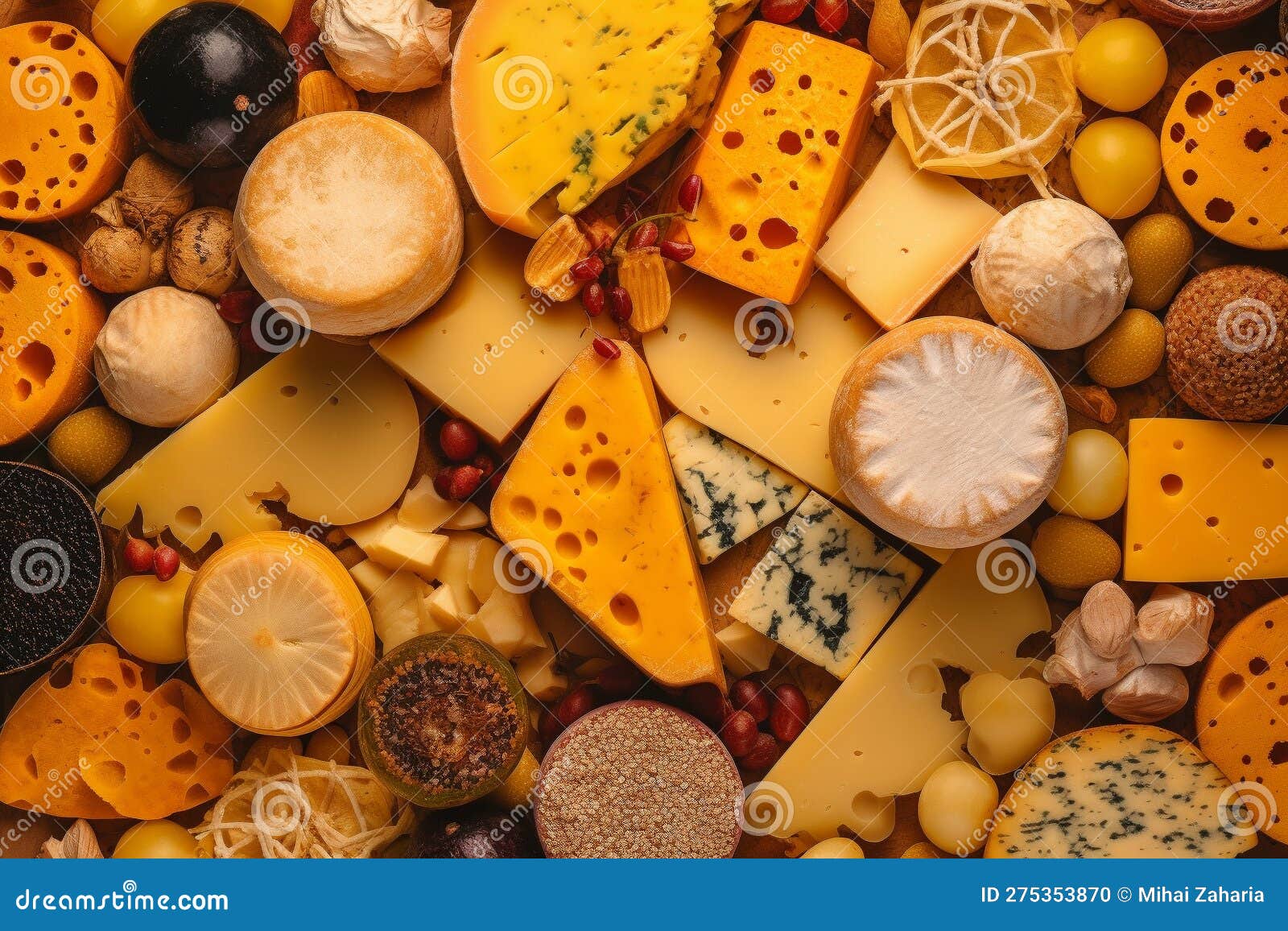 Different Types of Exotic Cheese. Conceptual Illustration, Background ...