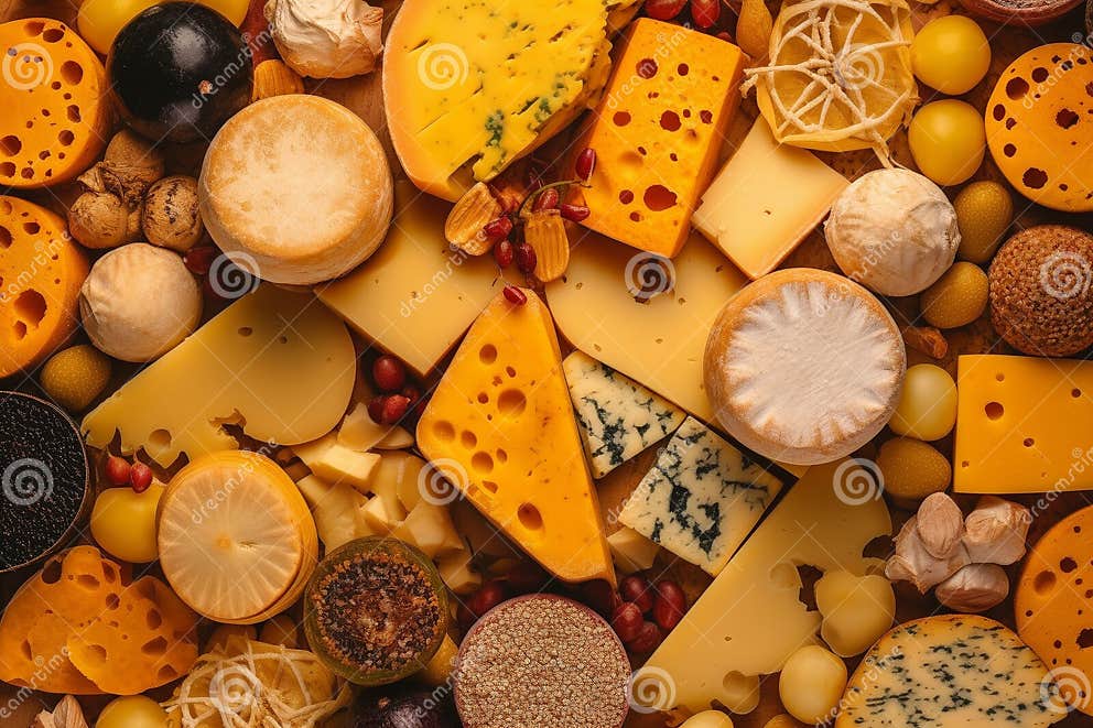 Different Types of Exotic Cheese. Conceptual Illustration, Background ...