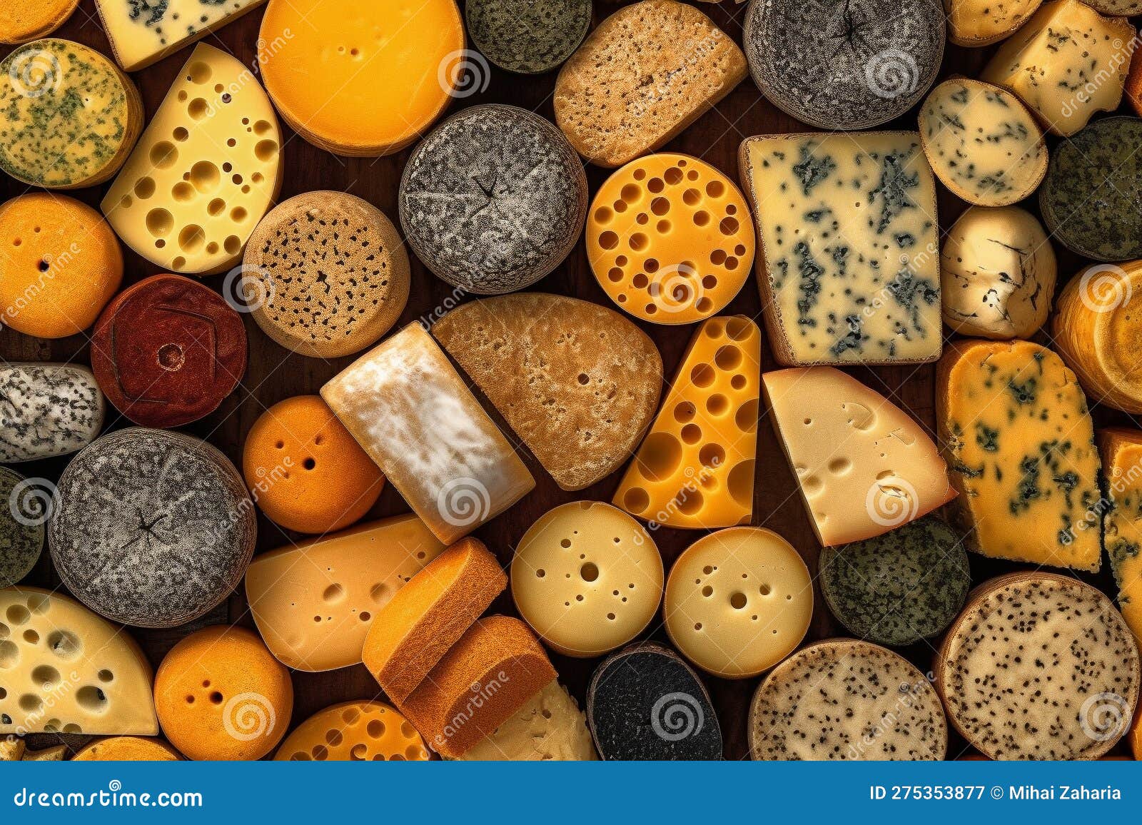 Different Types of Exotic Cheese. Conceptual Illustration, Background ...