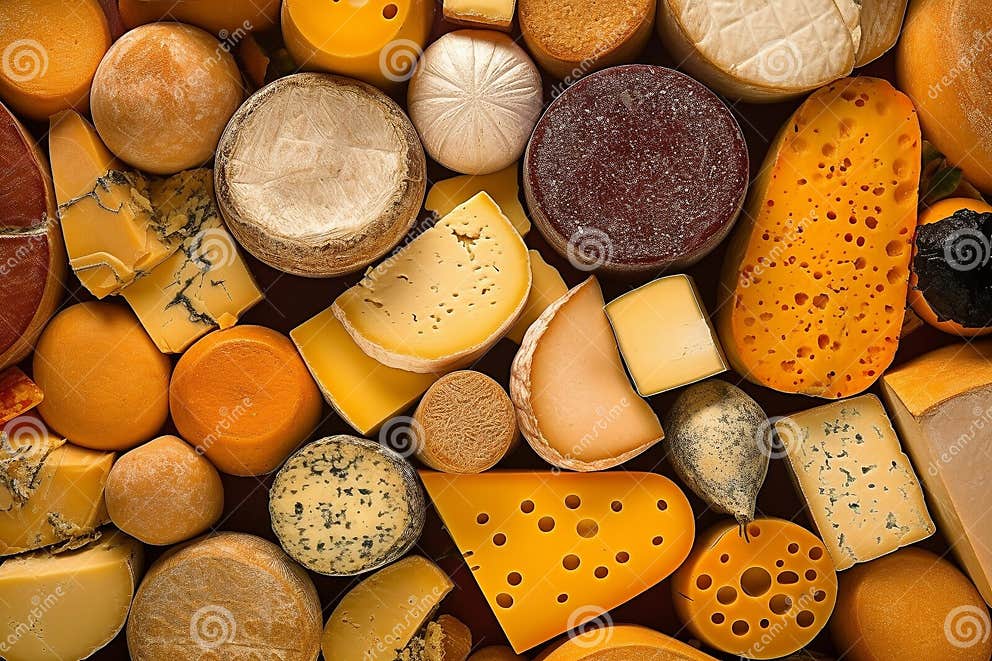 Different Types of Exotic Cheese. Conceptual Illustration, Background ...