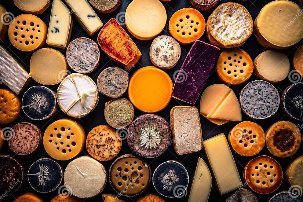 Different Types of Exotic Cheese. Conceptual Illustration, Background ...