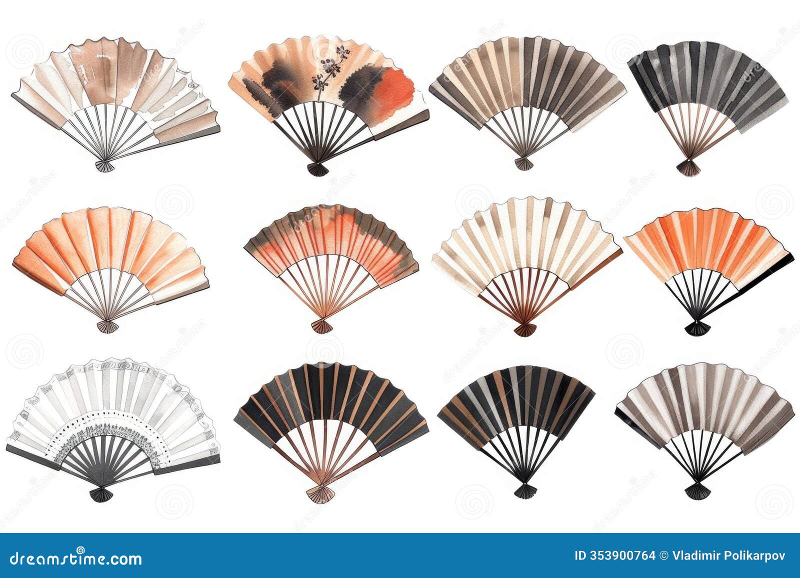 Different Types of Fans on a Plain White Background. Suitable for ...