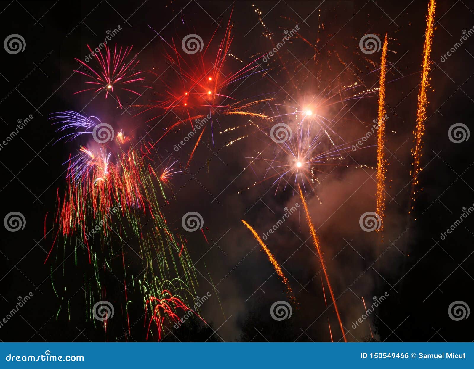 Different Types of Fireworks Stock Photo - Image of multicolored, black ...