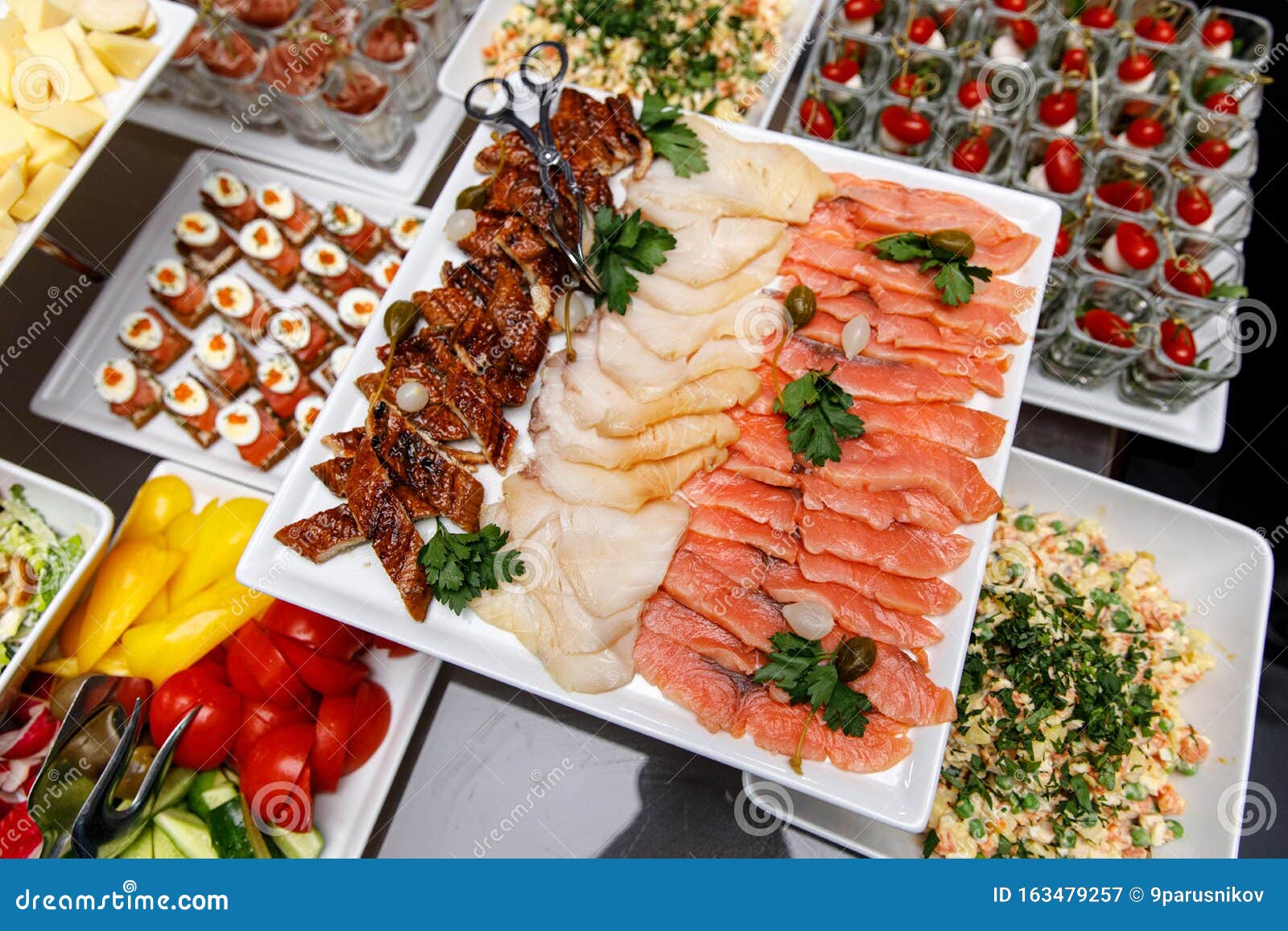 Different Types of Fish on the Banquet Table Stock Image - Image of ...
