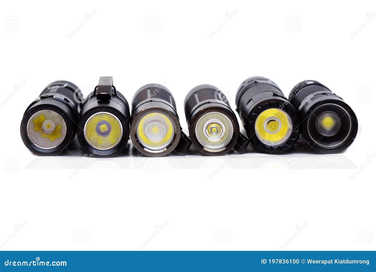 Different Types of Flashlight Lens and Reflectors Stock Photo - Image ...