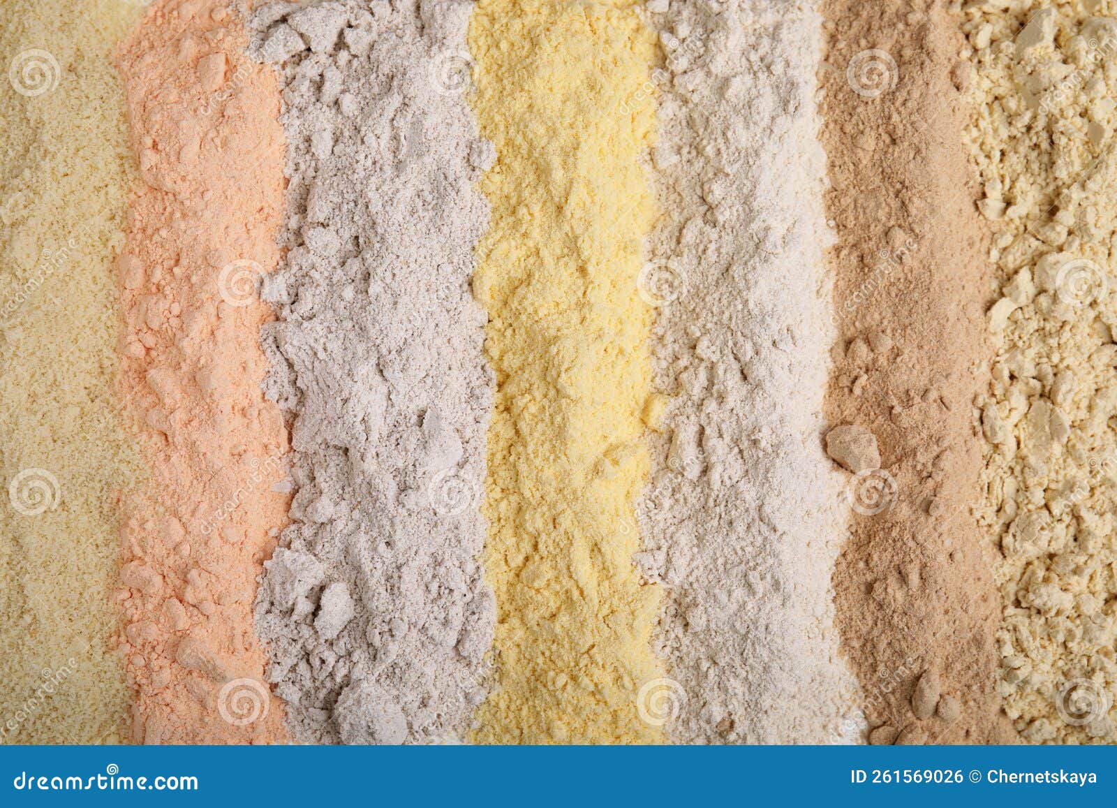 Different Types Of Flours As Background, Top View Royalty-Free Stock ...