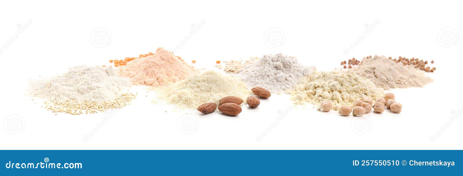 Different Types of Flours on White Background Stock Photo - Image of ...
