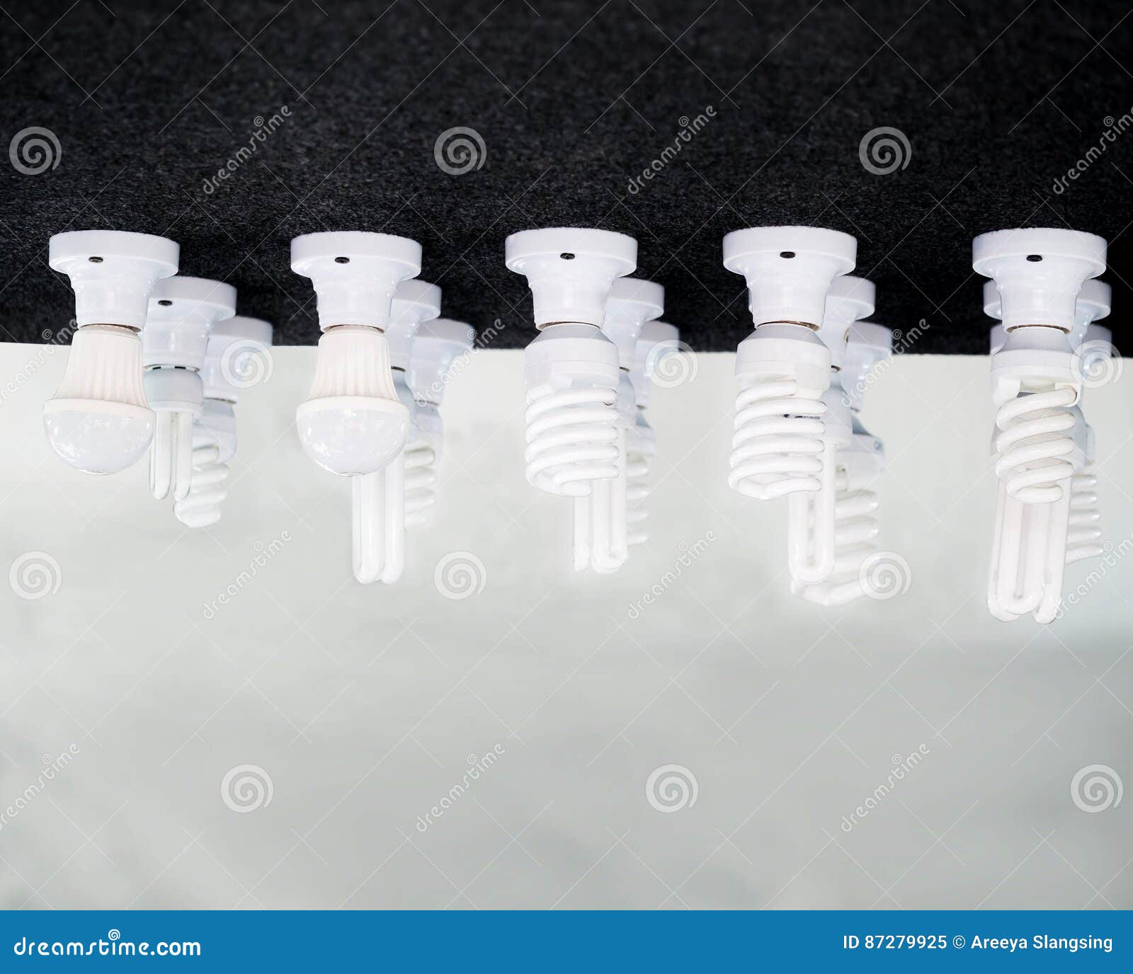 Different Types of Fluorescent and LED Light Bulbs Stock Image - Image ...