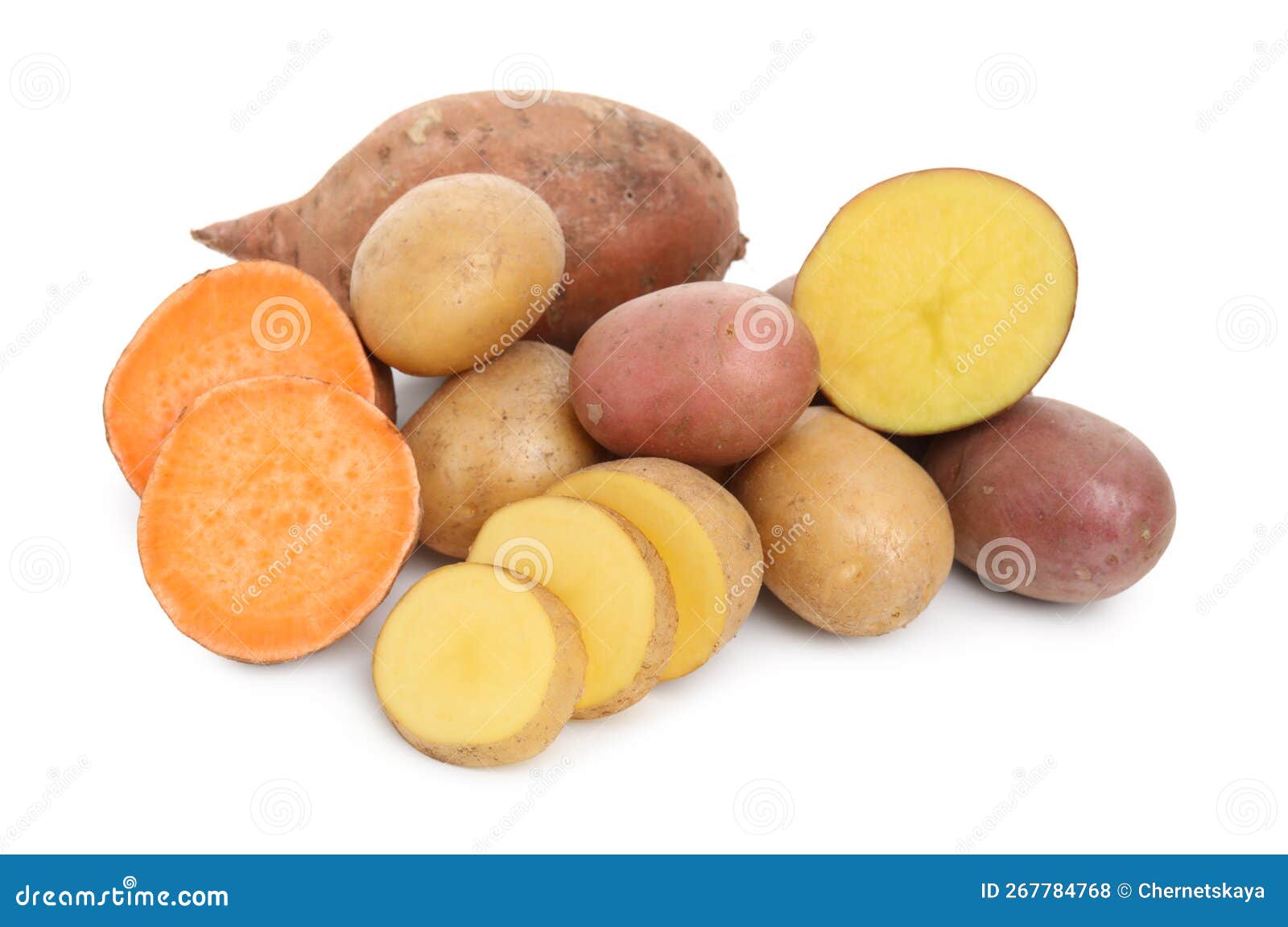 Different Types of Fresh Potatoes on White Background Stock Photo ...