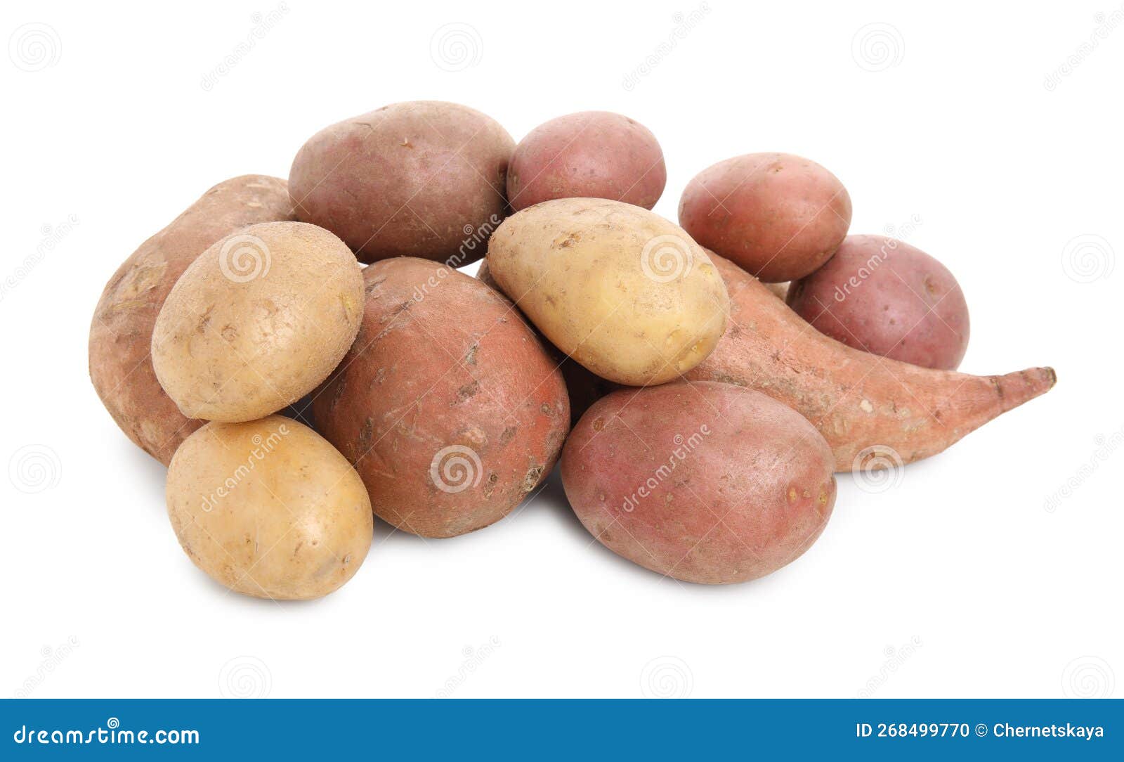 Different Types of Fresh Potatoes on White Background Stock Photo ...