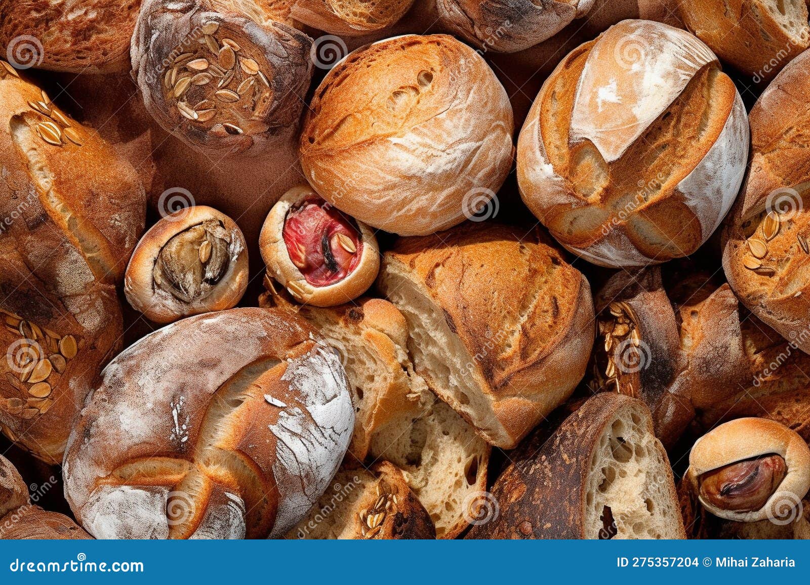 Different Types of Freshly Baked Bread. Conceptual Illustration ...