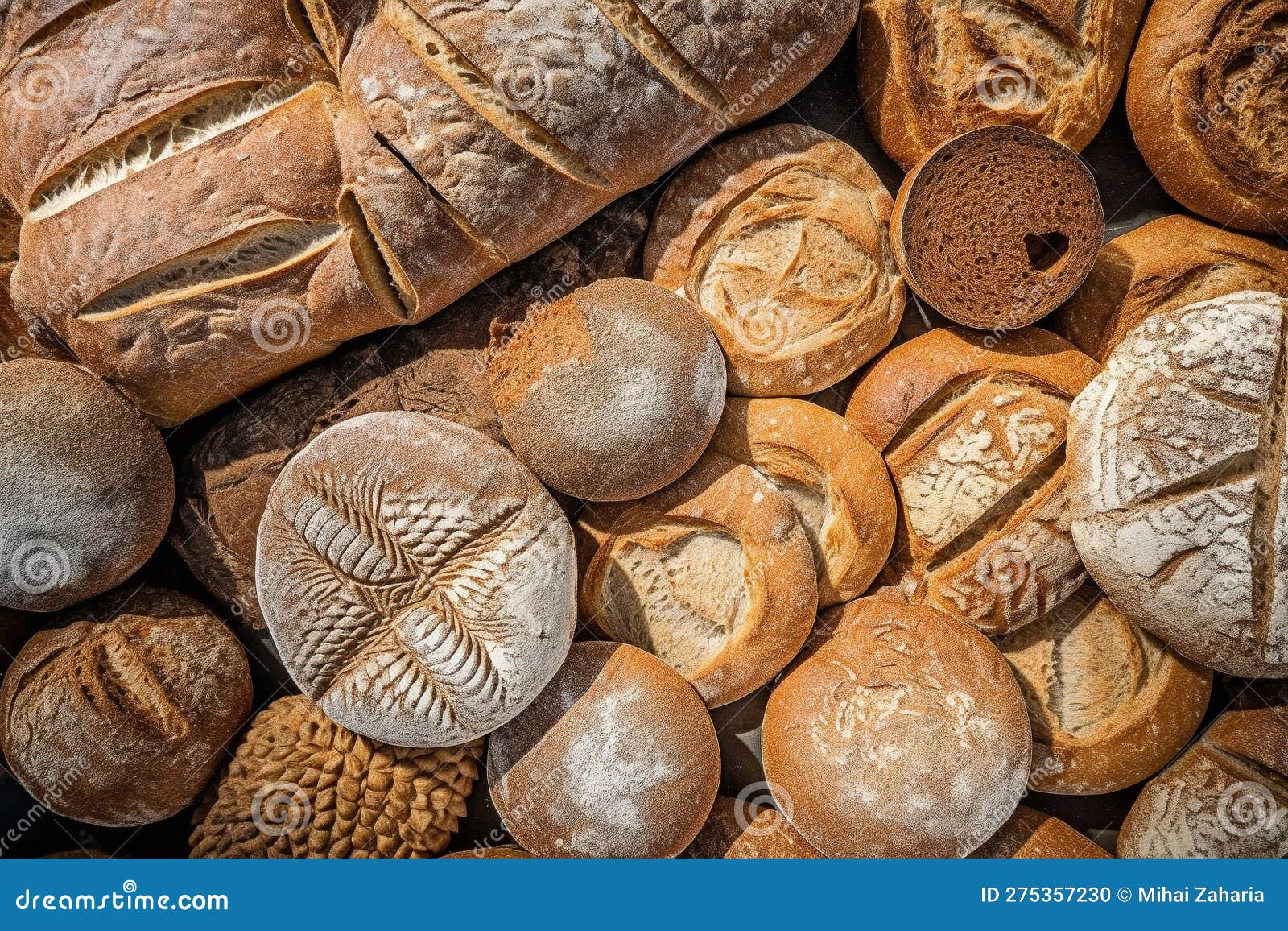 Different Types of Freshly Baked Bread. Conceptual Illustration ...