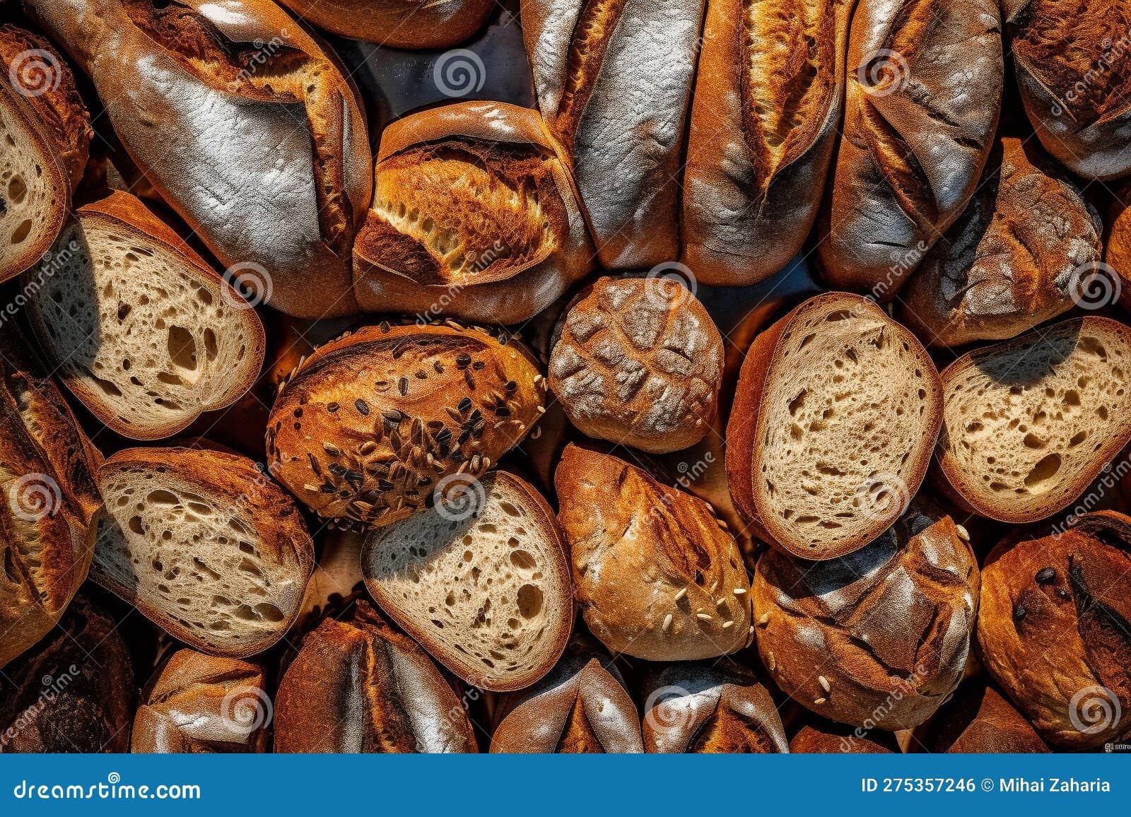 Different Types of Freshly Baked Bread. Conceptual Illustration ...