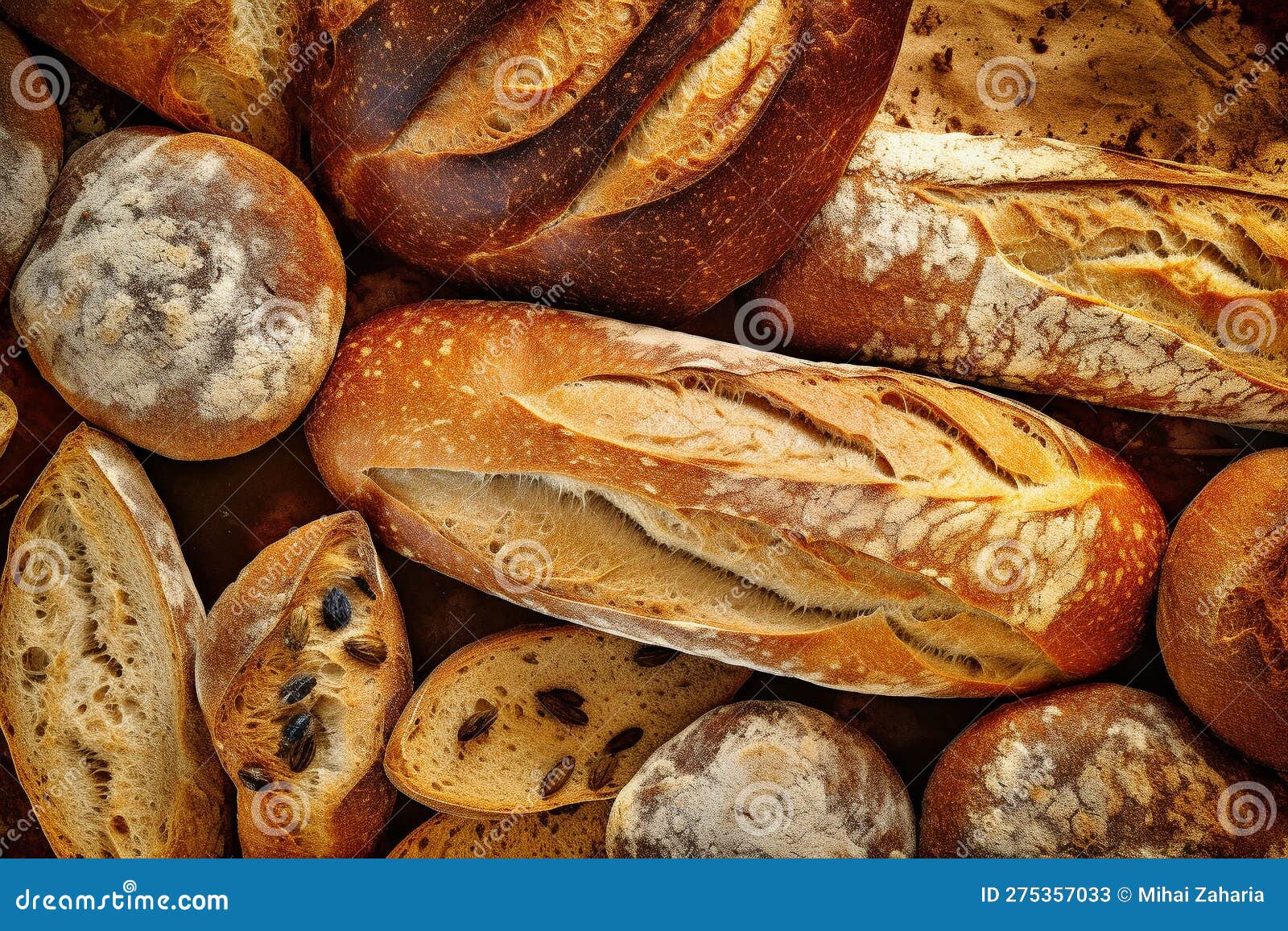 Different Types of Freshly Baked Bread. Conceptual Illustration ...