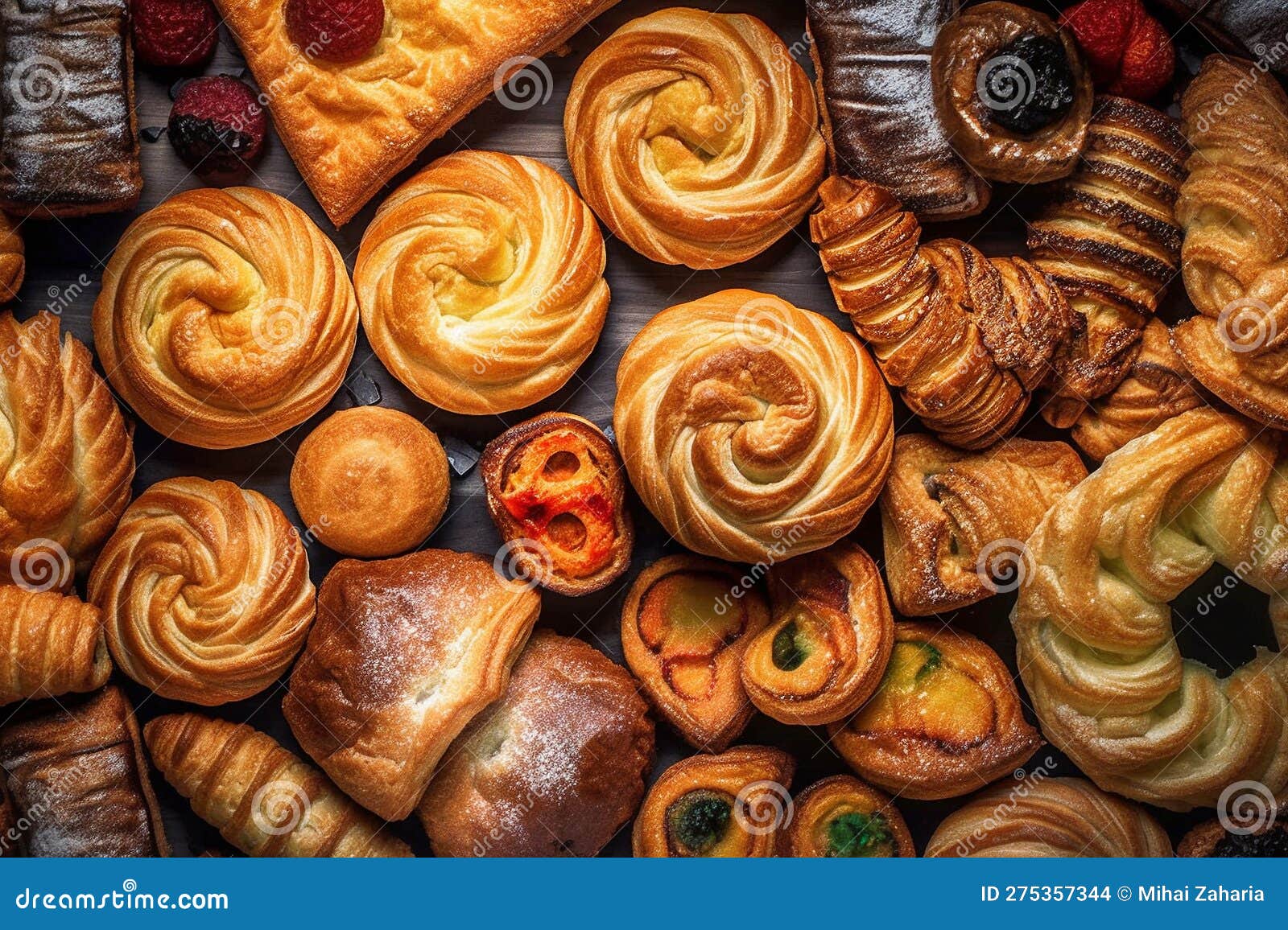 Different Types of Freshly Baked Pastries. Conceptual Illustration ...
