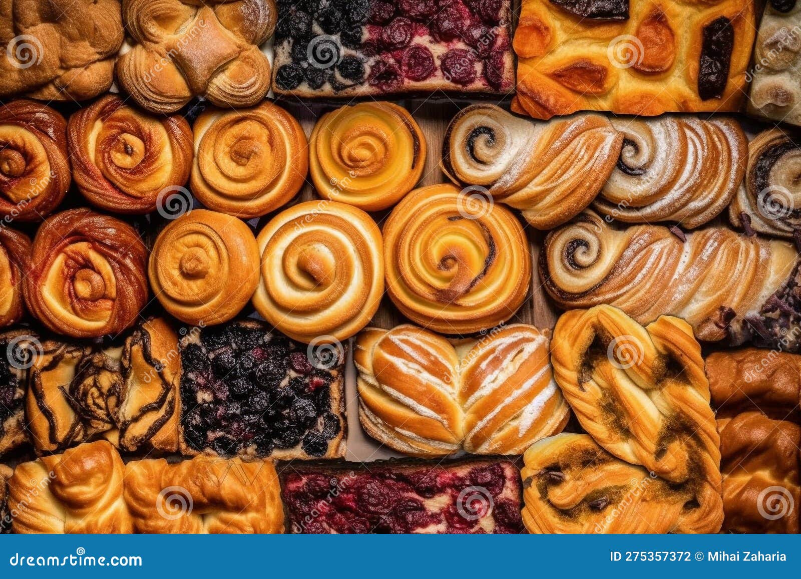 Different Types of Freshly Baked Pastries. Conceptual Illustration ...