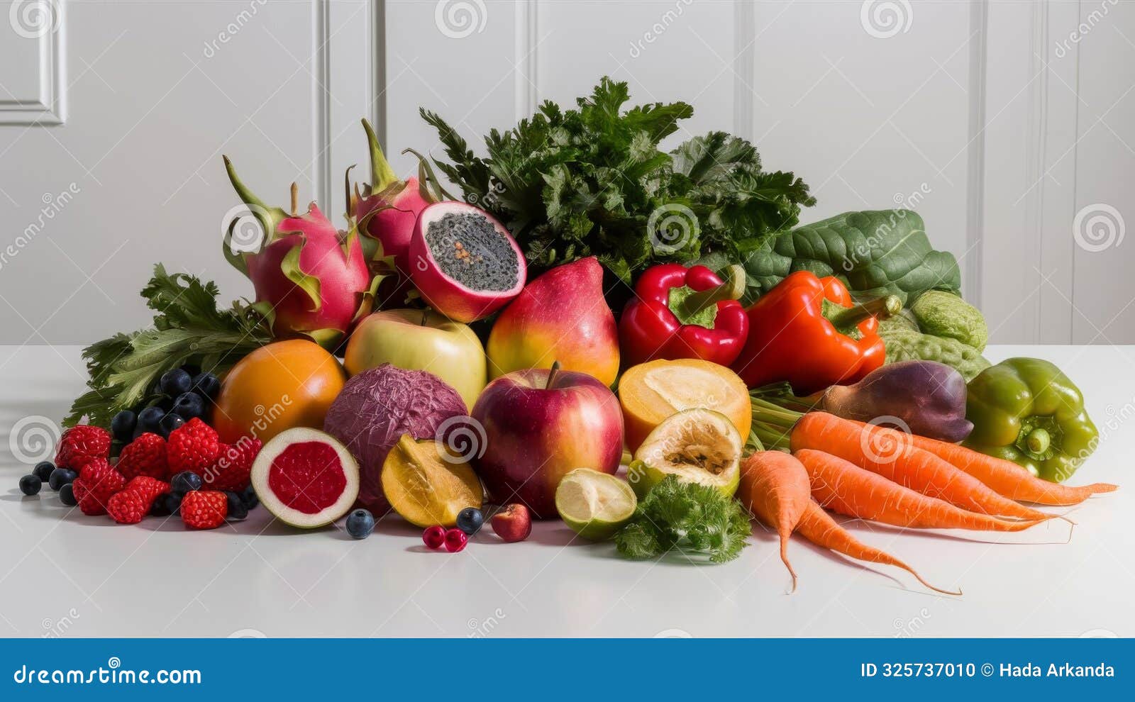 Different Types of Fruits and Vegetables Individually Isolated on a ...