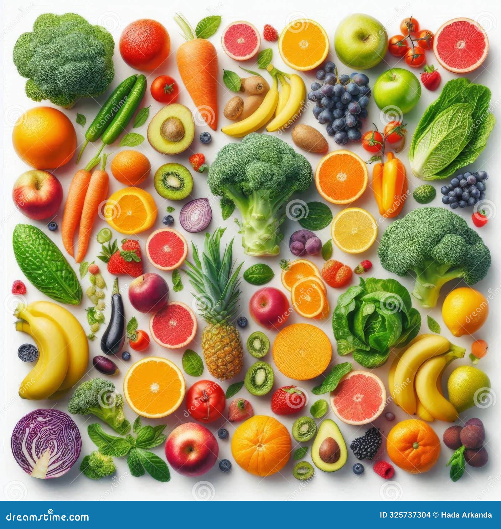 Different Types of Fruits and Vegetables Individually Isolated on a ...