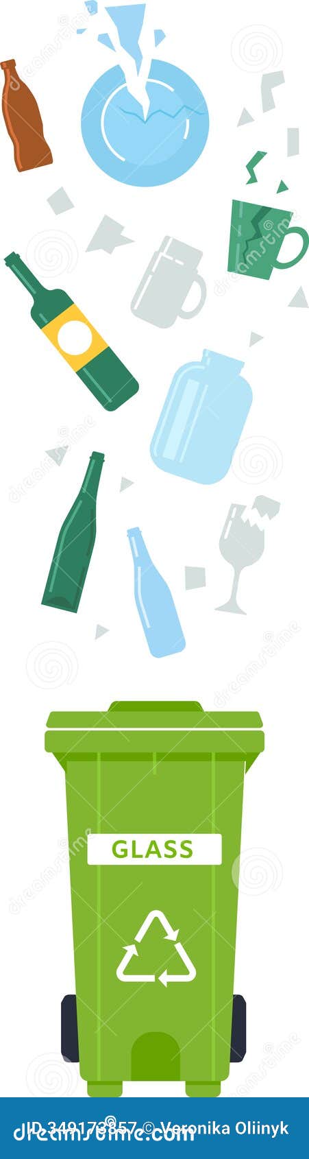 Different Types Of Glass Containers, Including Bottles, Cups, And A ...