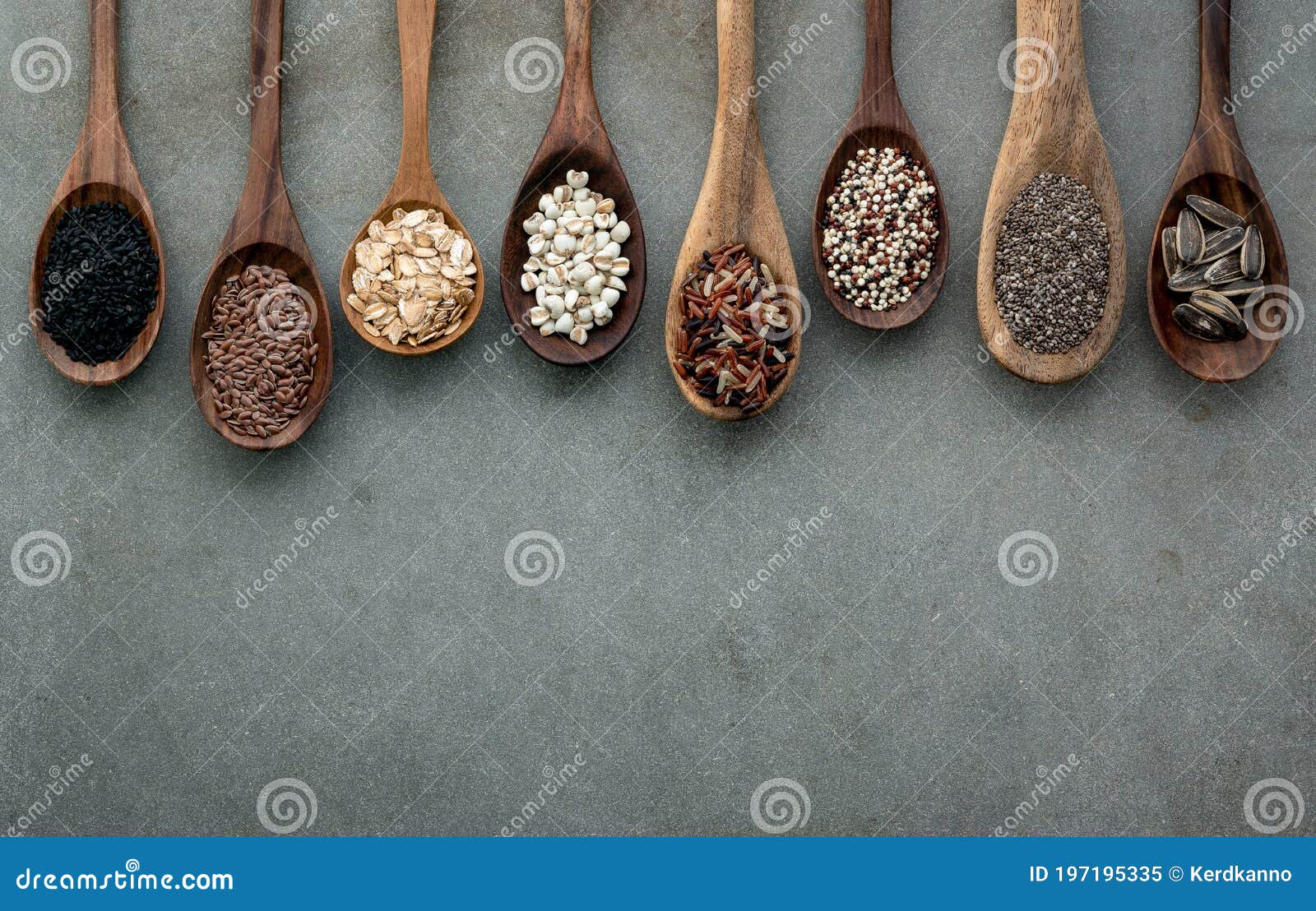Different Types of Grains and Cereals on Shabby Concrete Background ...