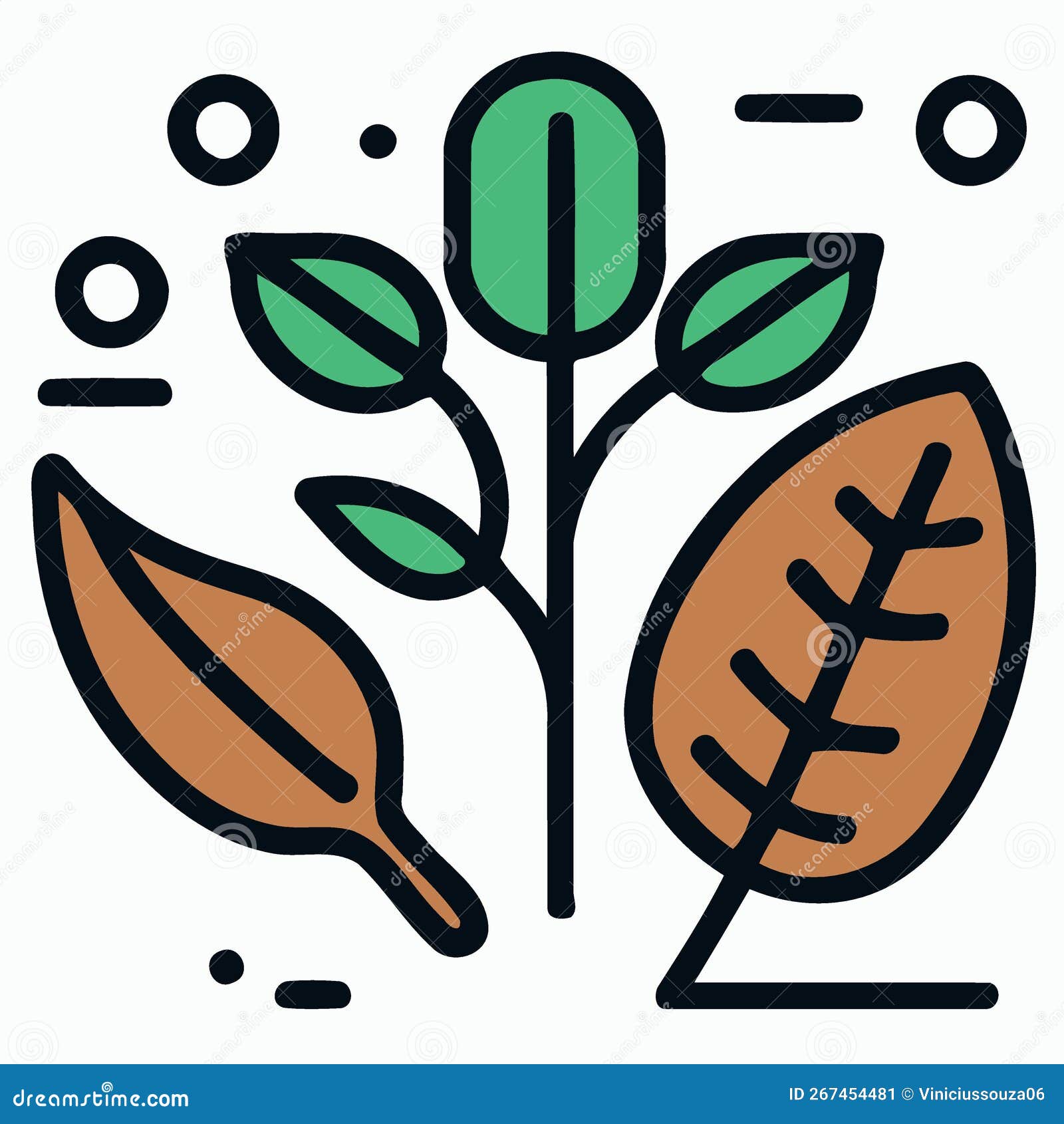 Different Types of Green and Brown Plant Leaves Stock Vector ...