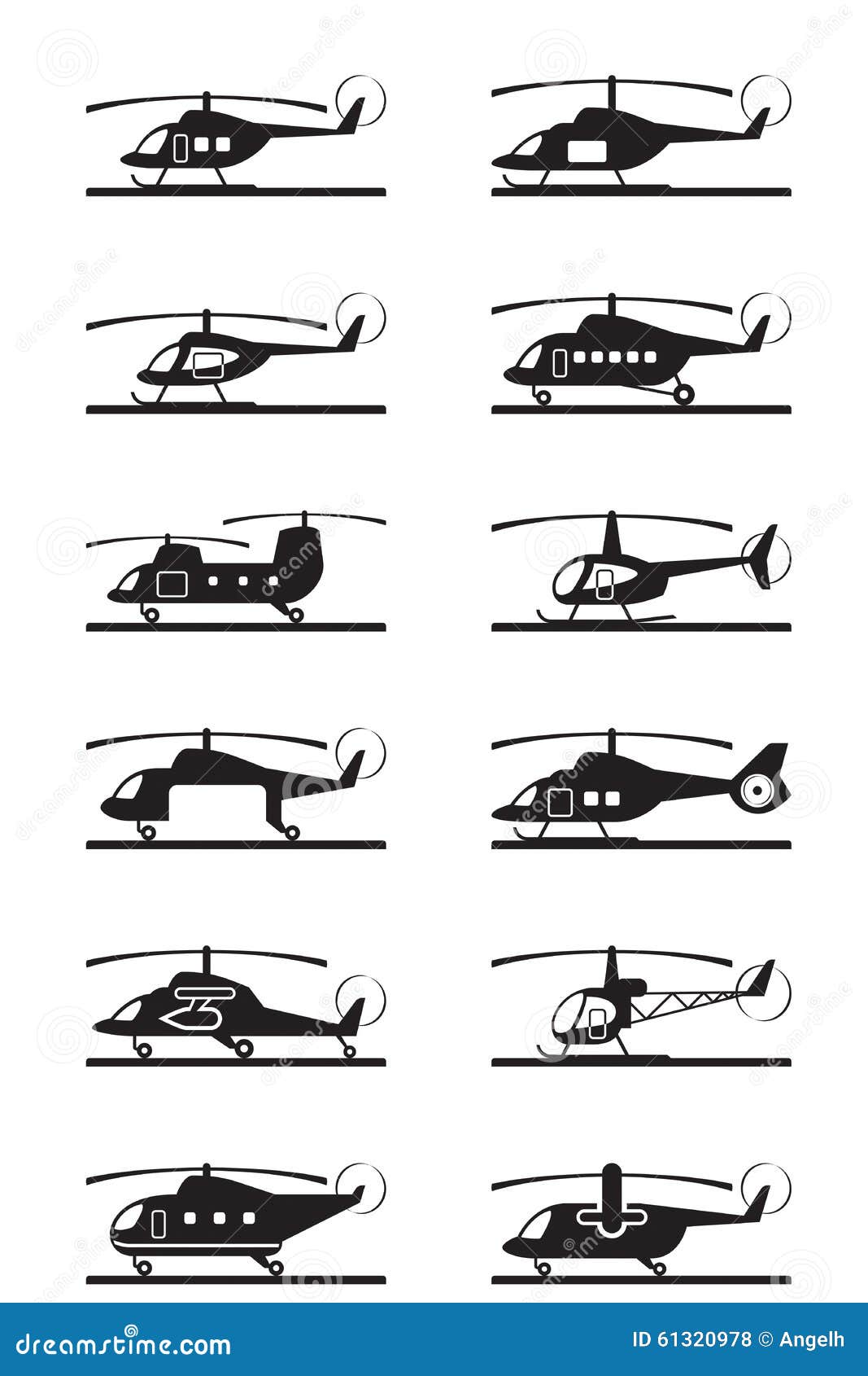 Different Types of Helicopters Stock Vector - Illustration of speed ...