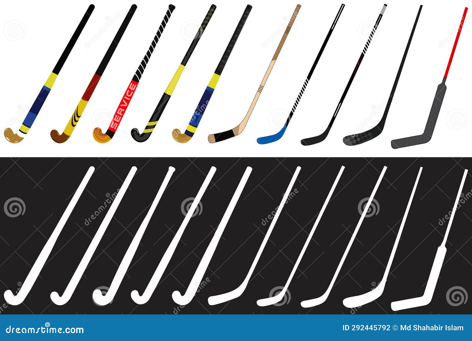 Different Types of Hockey Bat Illustration Stock Illustration ...