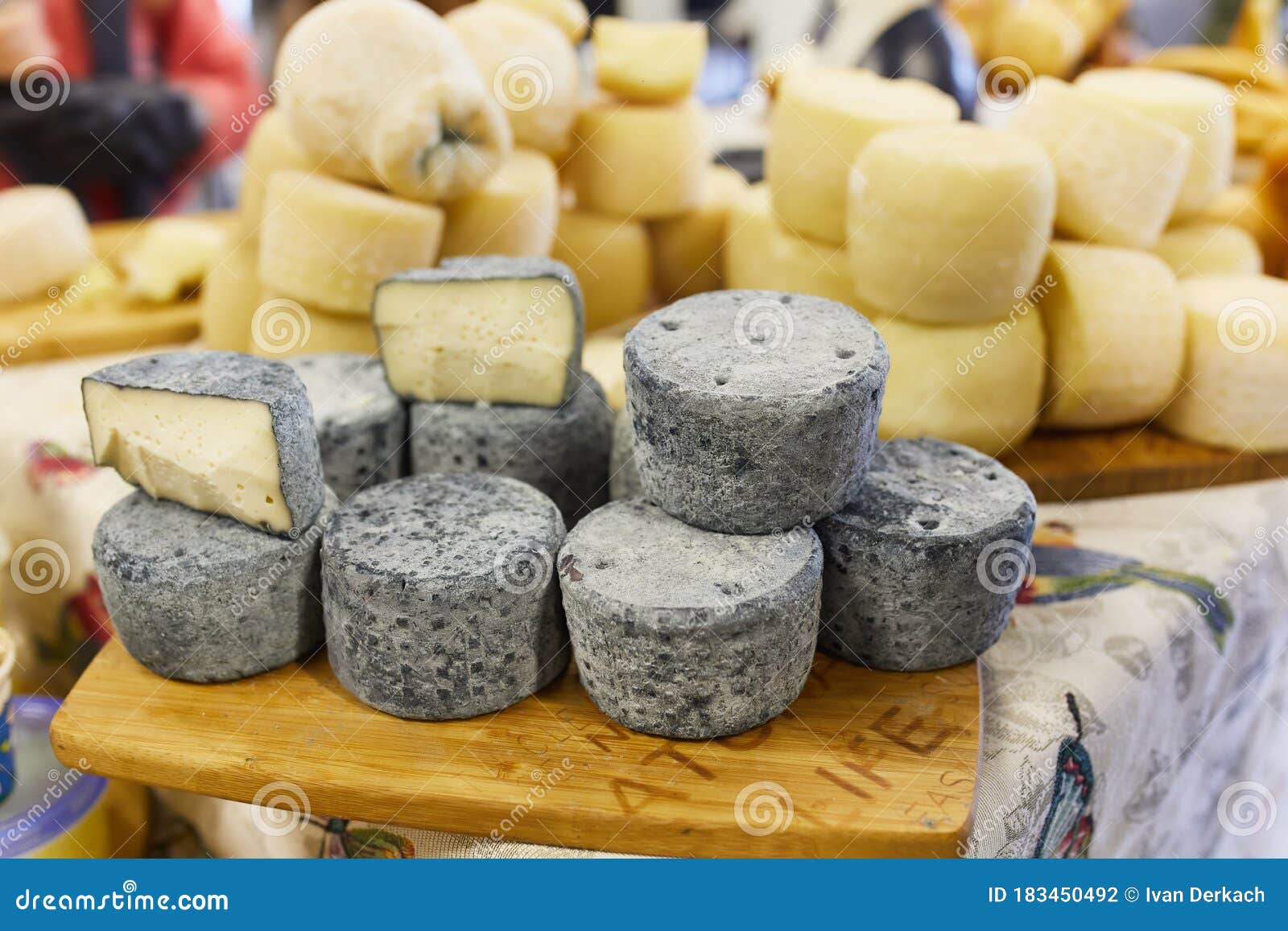 Different Types of Homemade Goat Cheese are Sold on the Counter Stock ...