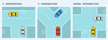 Different Types of Intersections. Top View Stock Vector - Illustration ...