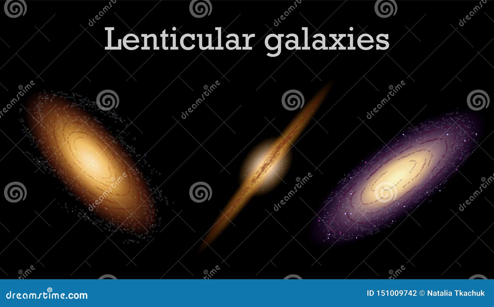 Lenticular Galaxies, Vector Illustration of Space Stock Vector ...