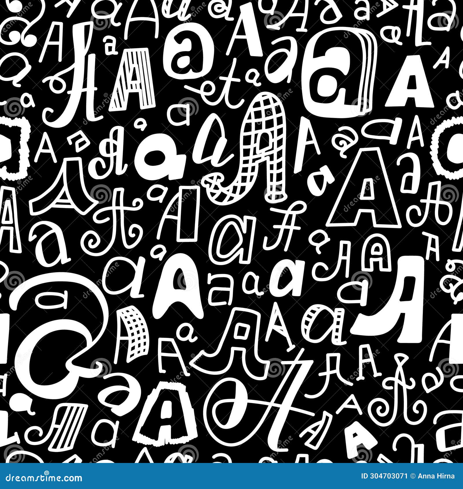 Different Types of Letter a Seamless Pattern. Print for Textile ...