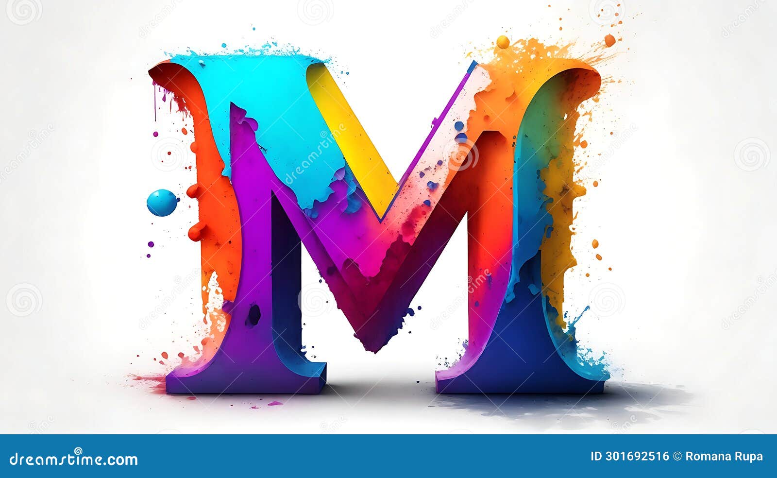 With Different Types of Liquid Colors M Letter Ai Generated Stock ...
