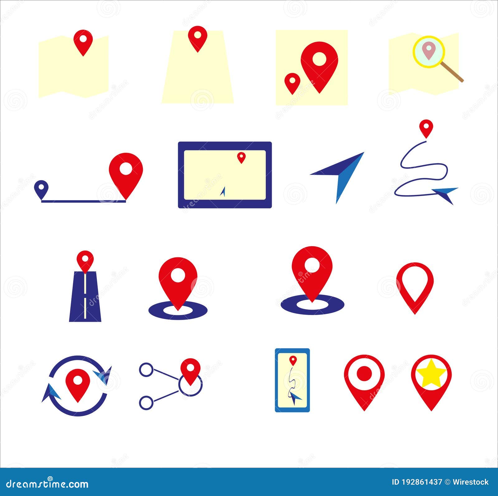 Different Types of Location Points for Web and Mobile Design Isolated ...