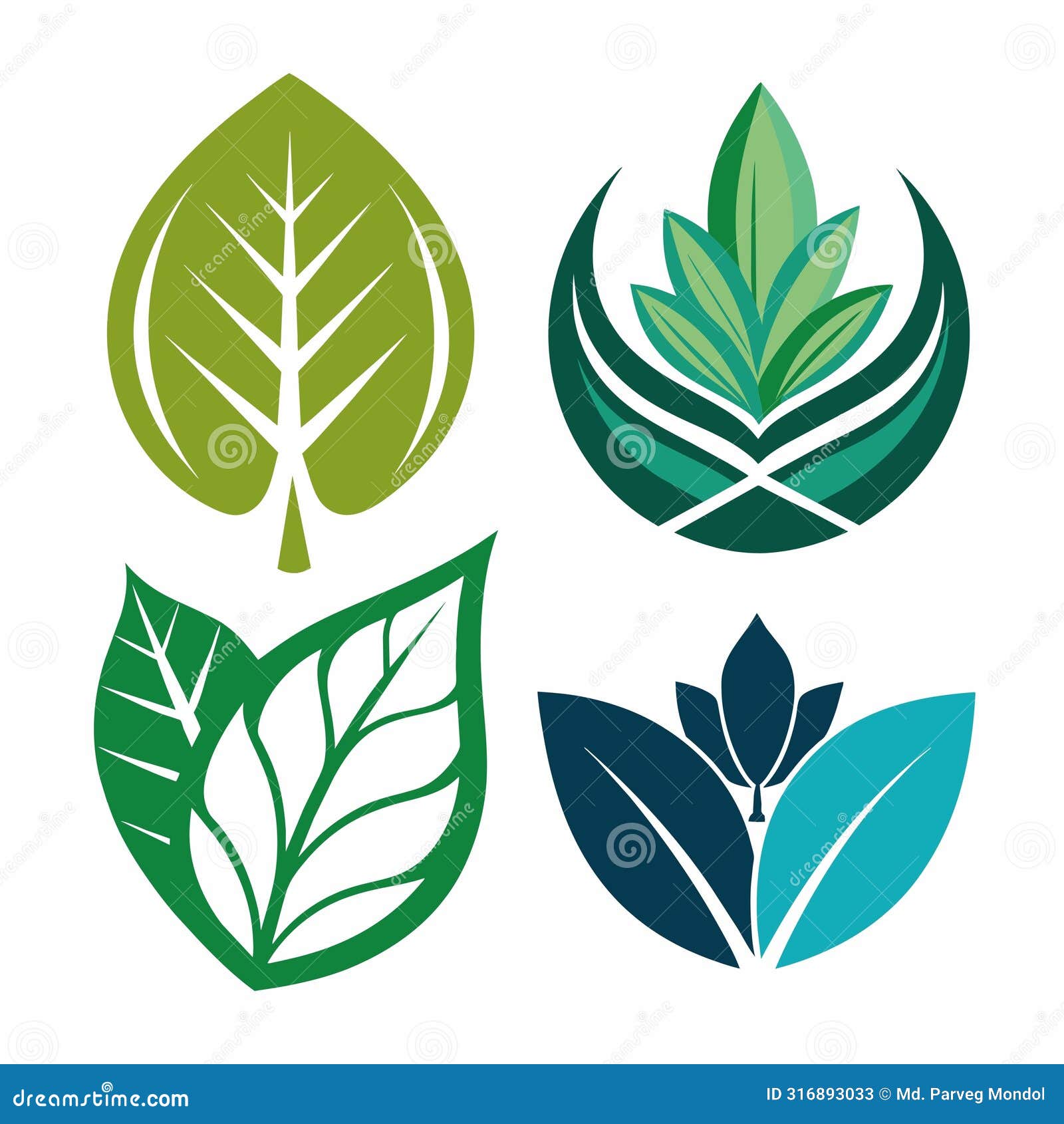 A Different Types Logo Templates With Leaves. Royalty-Free Illustration ...