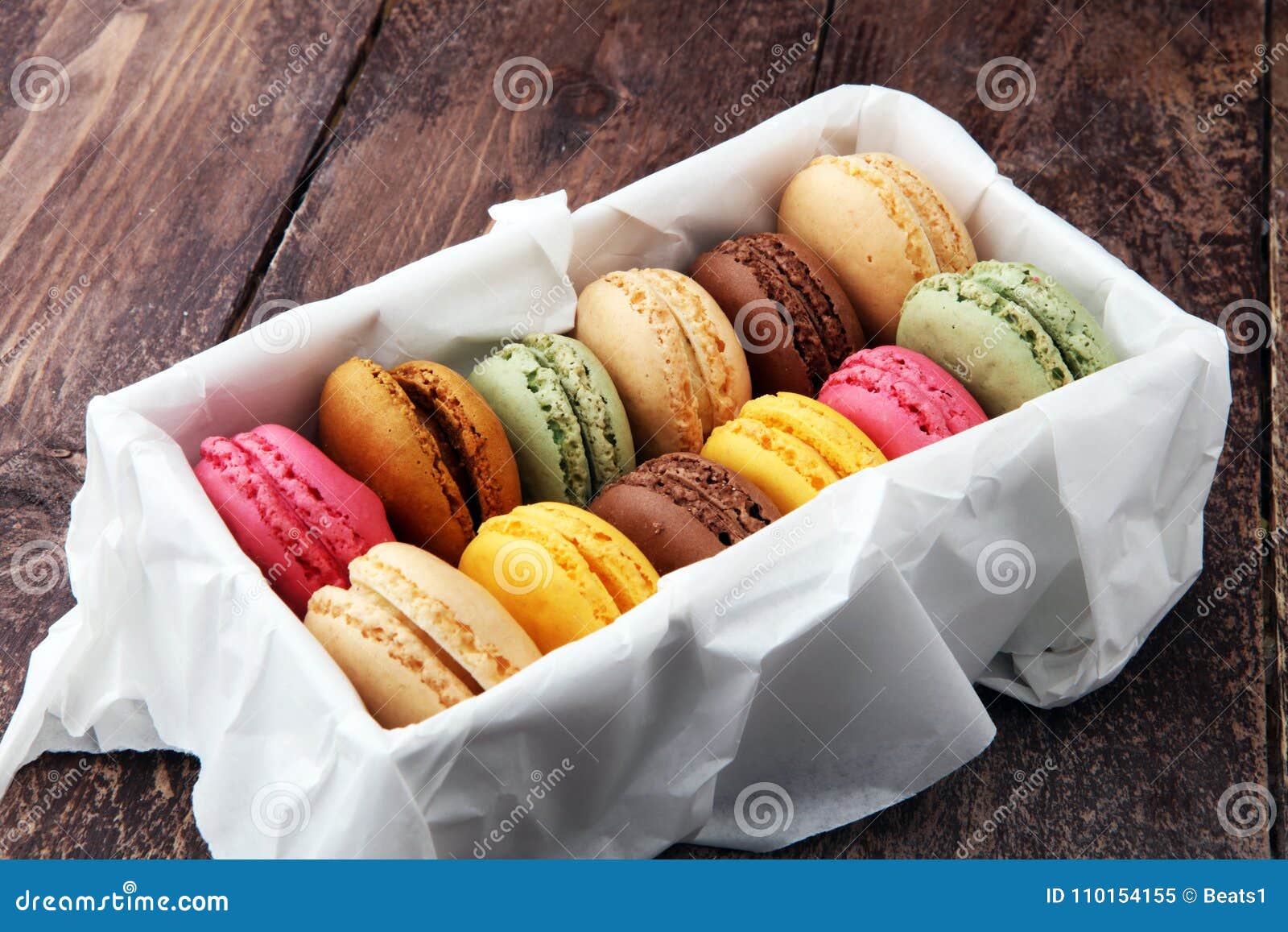 Different Types of Macaroons or Macarons in a Box Stock Image - Image ...