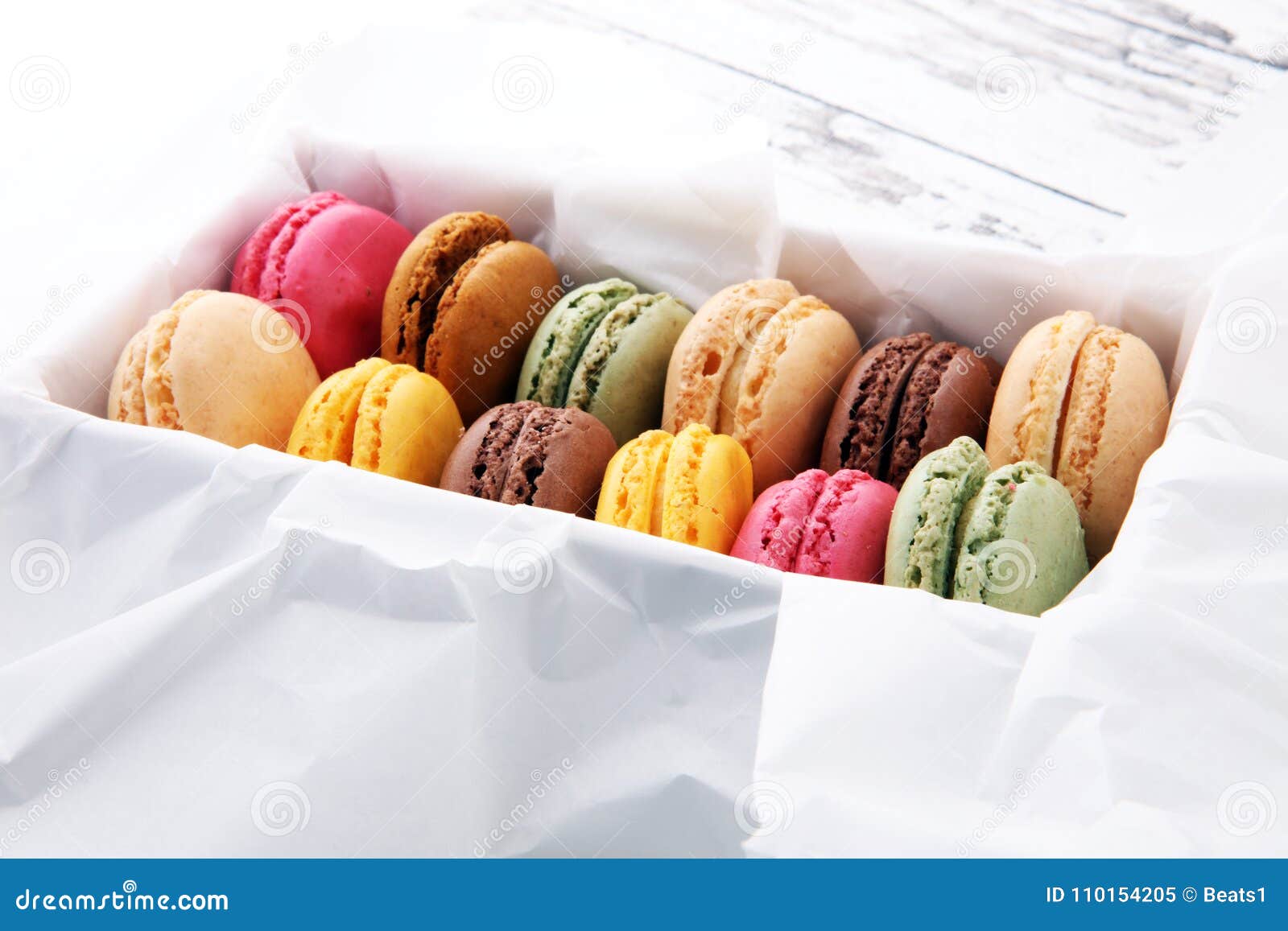 Different Types of Macaroons or Macarons in a Box Stock Image - Image ...